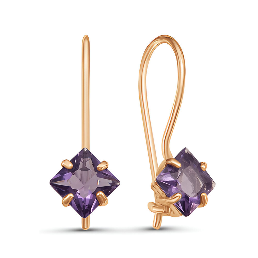 Серьги с подвесками, красное золото, 585 проба, фианит