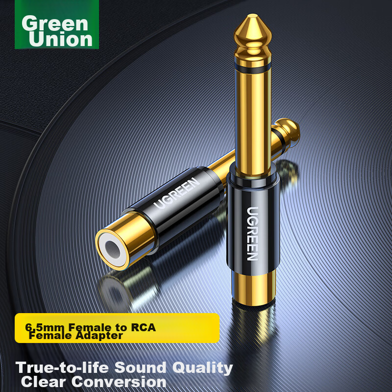 Lulian 6.5mm Male to RCA Female Audio Adapter, 6.35 Microphone, Speaker, Amplifier, Mixer Conversion Plug 80731