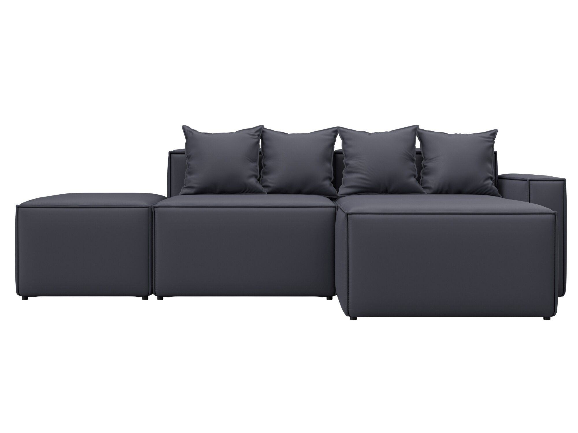 Диван модульный Лига-063, подлокотник справа, размер: 297х160см, спальное место: 134х184см, экокожа, GRIFON 15 серый