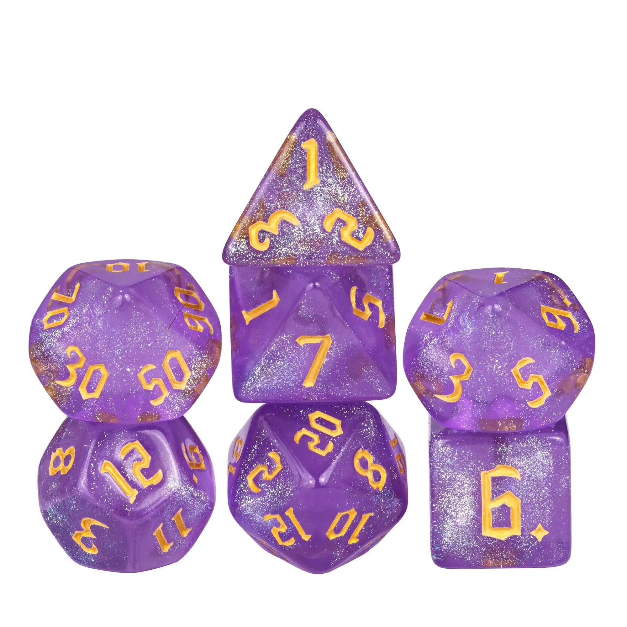 Блестящие многогранные кубики DND, 7 шт. Purple