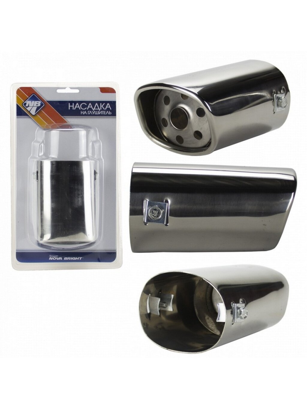 Насадка на глушитель (60 мм) "NOVA BRIGHT" 36978 (нержавеющая сталь, блистер)