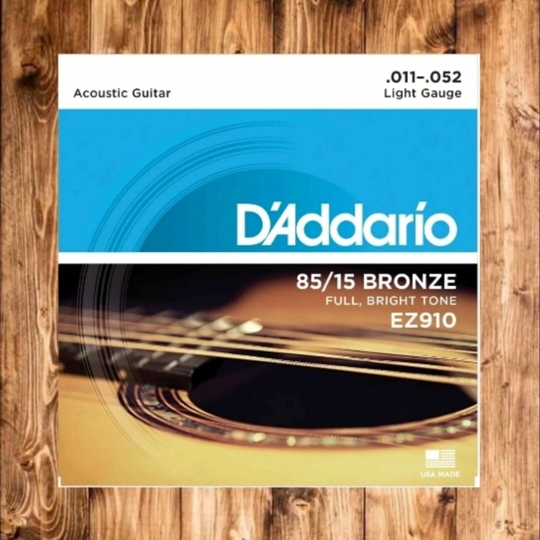 Струны для акустической гитары D'ADDARIO 85/15 Bronze, EZ910, Full, Bright tone 6 струн