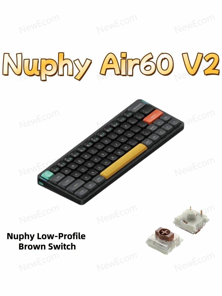 Беспроводная механическая клавиатура Nuphy Air60 V2 Brown Switch, Basalt Black