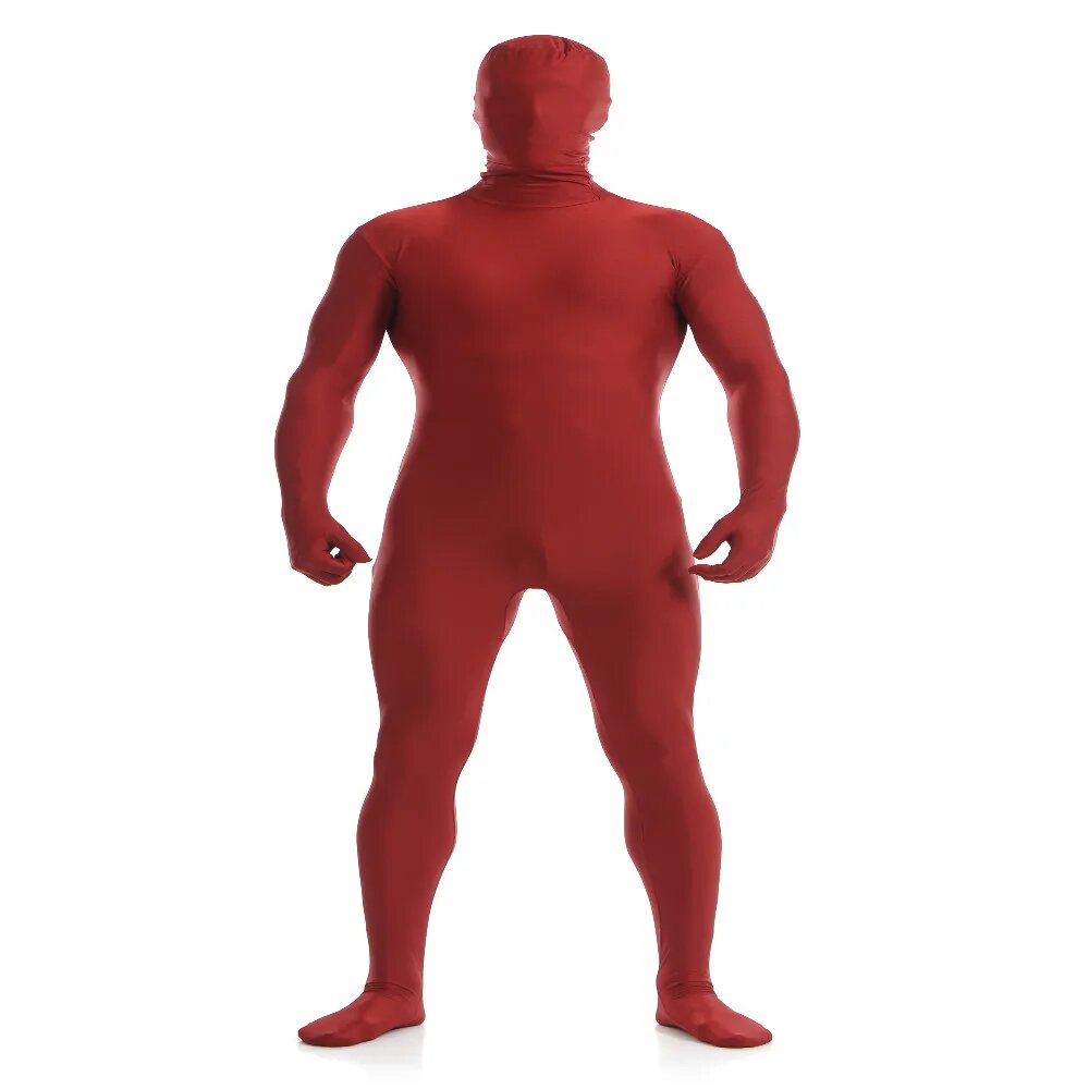 Мужской Zentai костюм из спандекса, Красный, DARK RED, XL