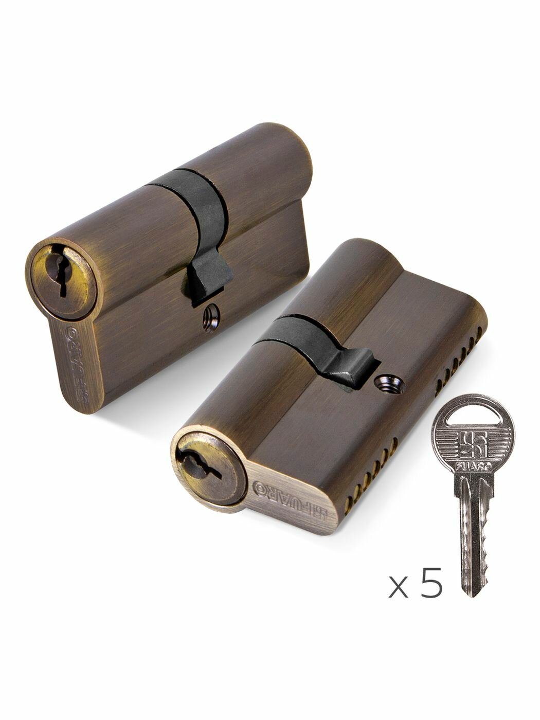 Цилиндровый механизм Fuaro 100 ZA 70 mm (30+10+30) AB бронза 5 кл.