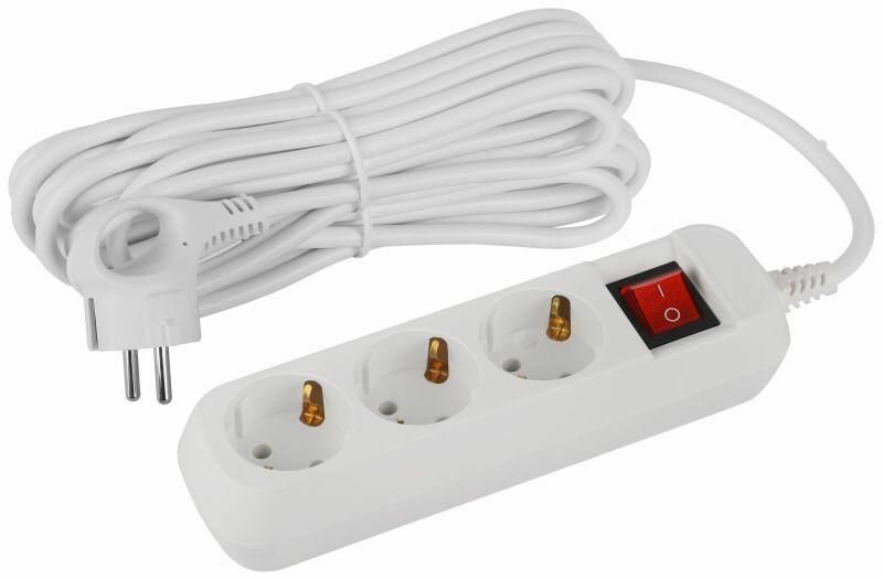 Удлинитель электрический UDL-16-370-ES Greenline 3 розетки с заземлением с выключателем 7м ПВС 3х1кв. мм Эра Б0065012