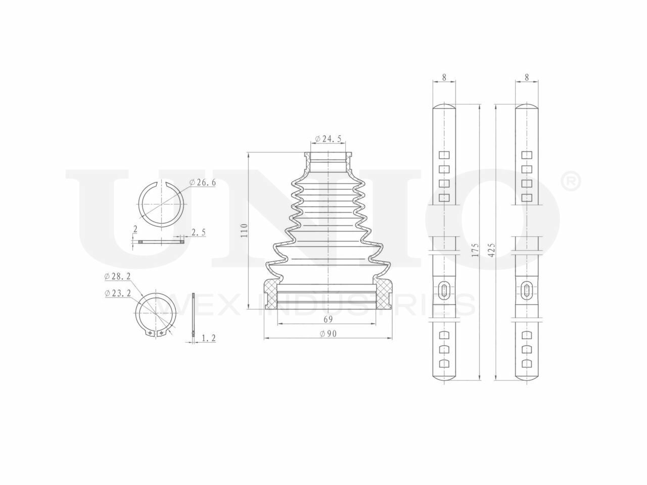 Пыльник шруса (к-т), для Ауди A6 III 04-, A4 II, 00-, Сеат Exeo 08-, Audi Seat 08- артикул DUC-30070K производителя UNIO