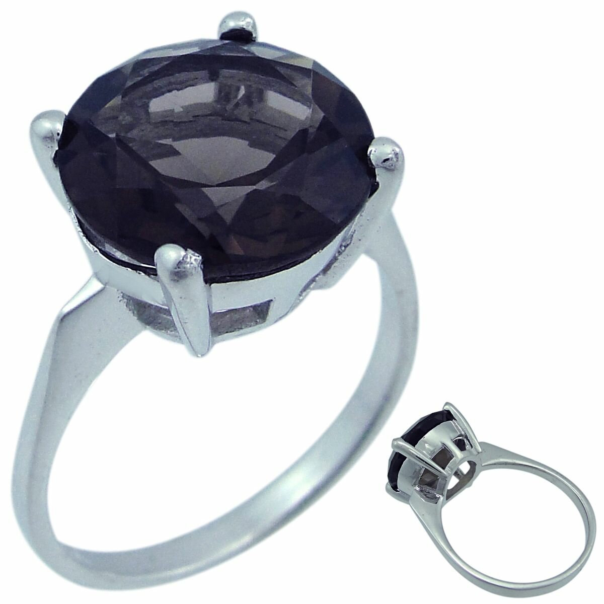 Кольцо тонкое, серебро, 925 проба, родирование, раухтопаз