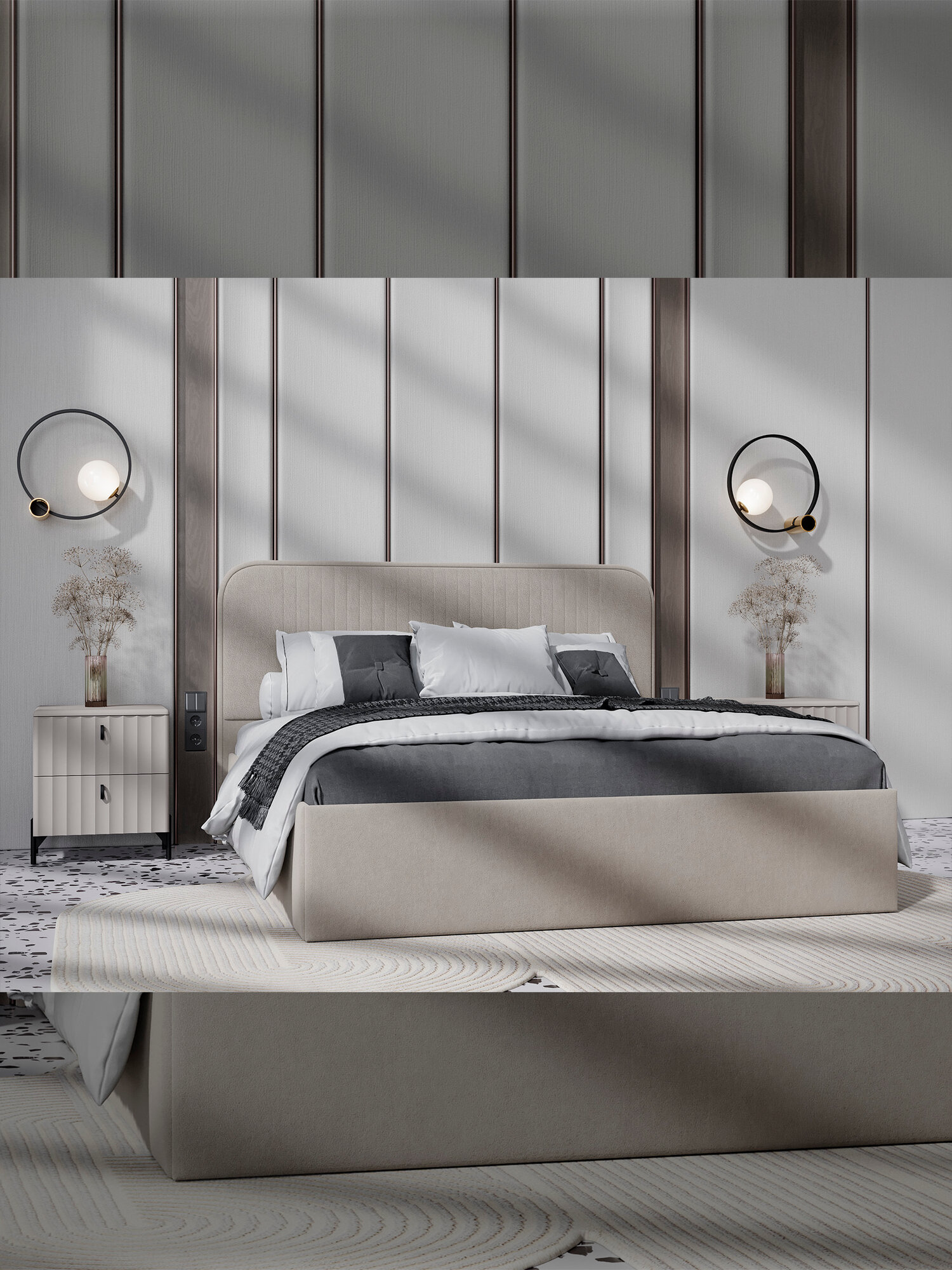 Тиффани кровать c подъемным механизмом (1600) Тип 1 Велюр Мокко светлый