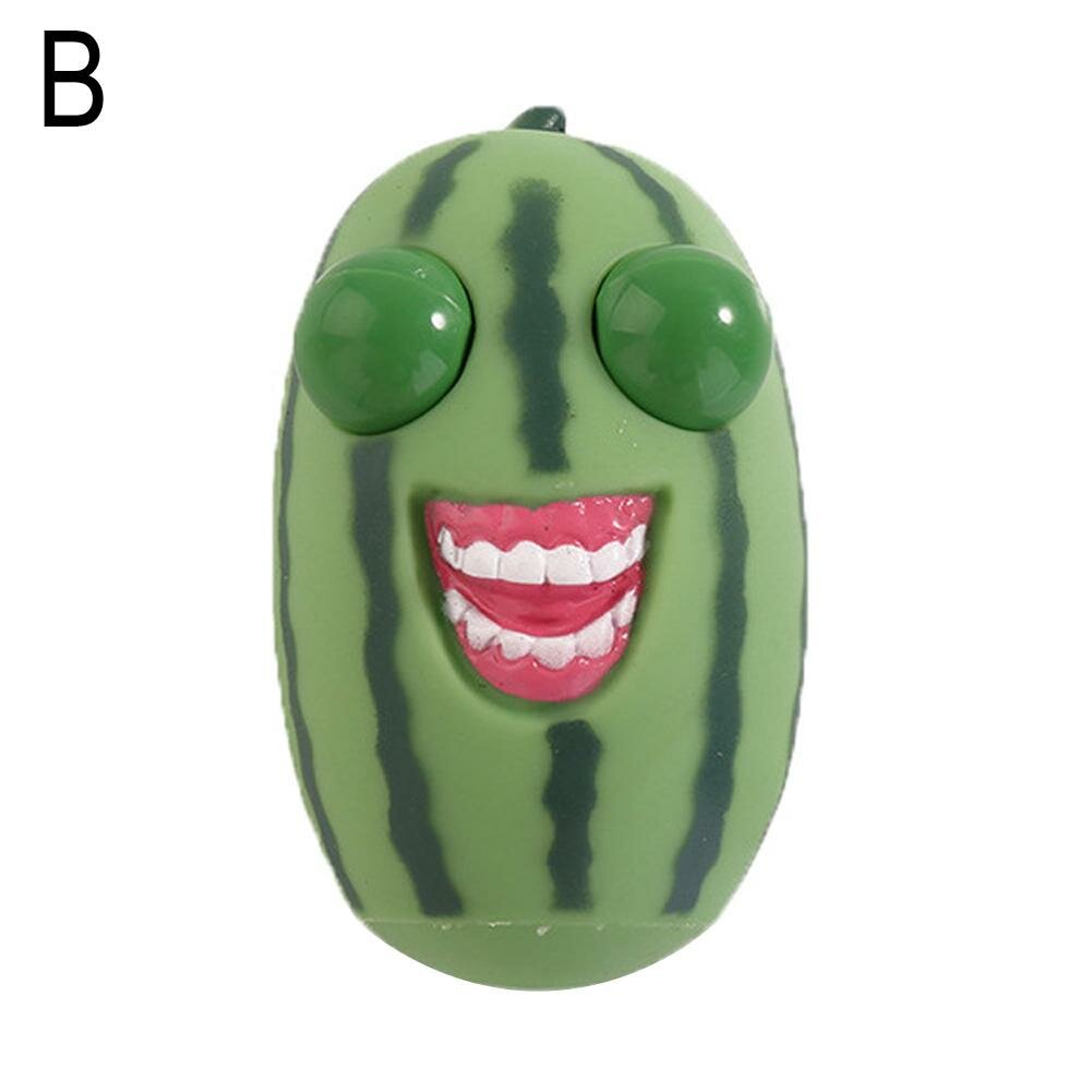 Антистресс игрушка с вылетающими глазами, веселый арбуз, безопасный пластик, 8*5 см, зеленый/желтый