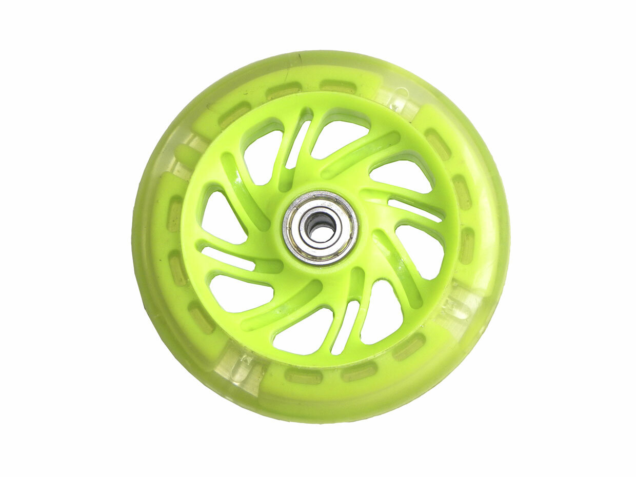 Колесо для самоката светящееся с подшипниками Explore 110мм (1шт). Зеленый.
