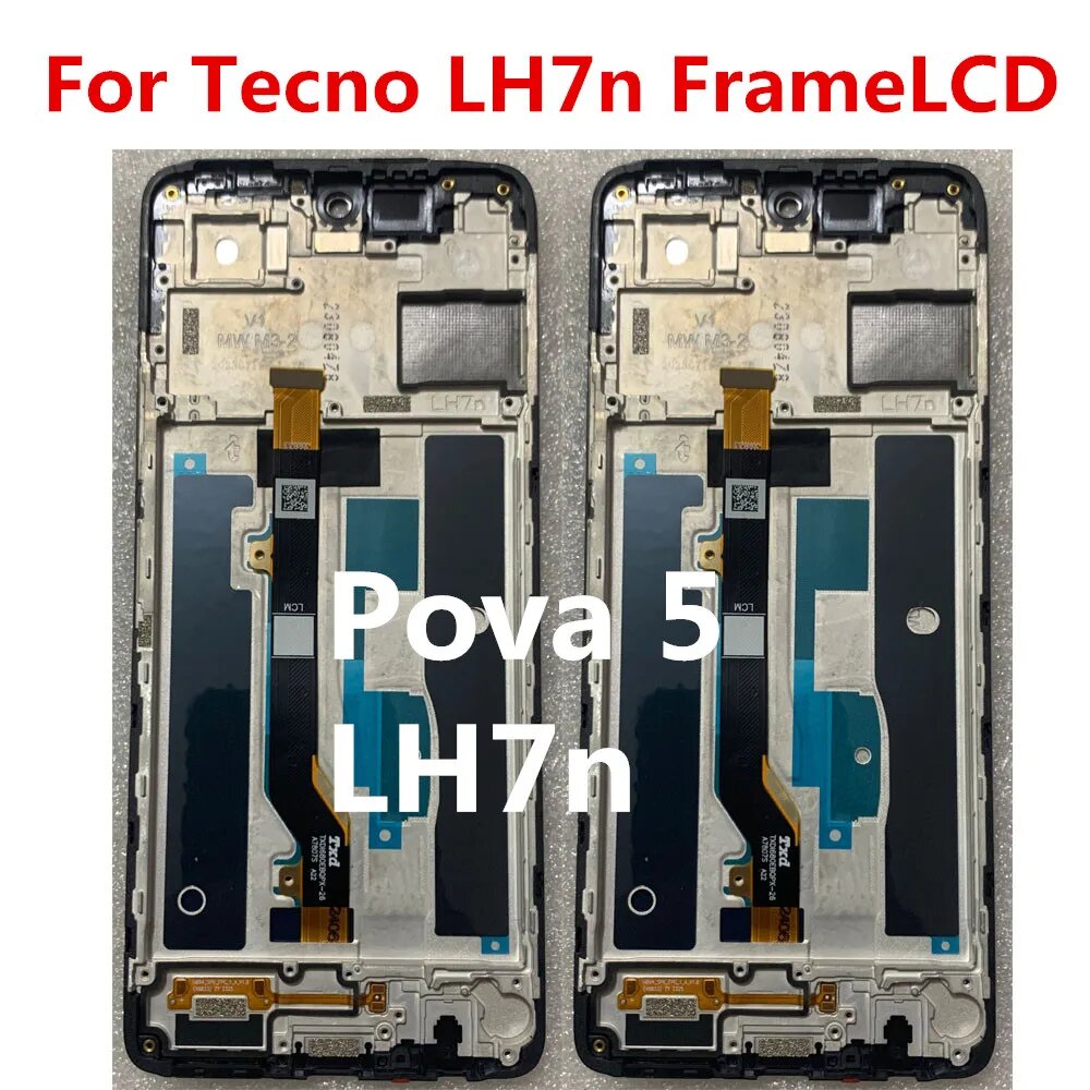 Черная 6,78 дюймовая рамка для Tecno LH7n LCD Pova 5 дисплей кодирующий преобразователь сенсорного экрана в сборе Замена/с рамкой