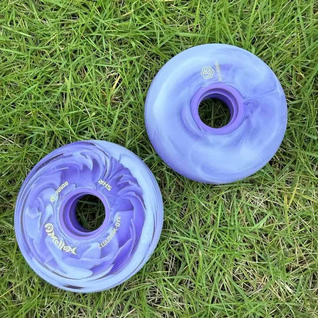 Колеса для роликов 80мм 85а жесткости 8шт. Omellox LBS фиолетовые с наплывами.