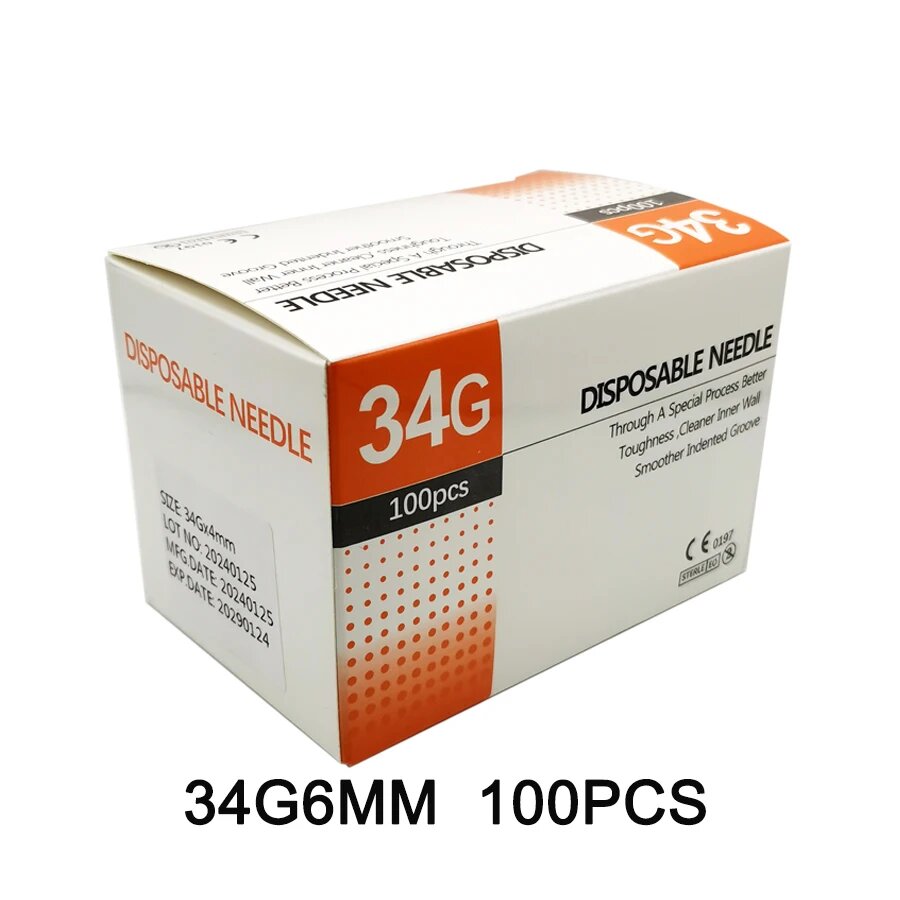 Инъекционные иглы 30G-34G 34G 6mm 1 box