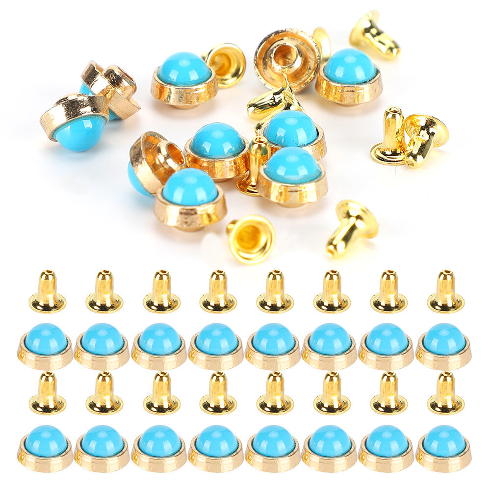 100 комплектов цветных кристаллических заклепок 8 мм, цинковый сплав, декоративные заклепки для багажа, одежды и обуви, синие.