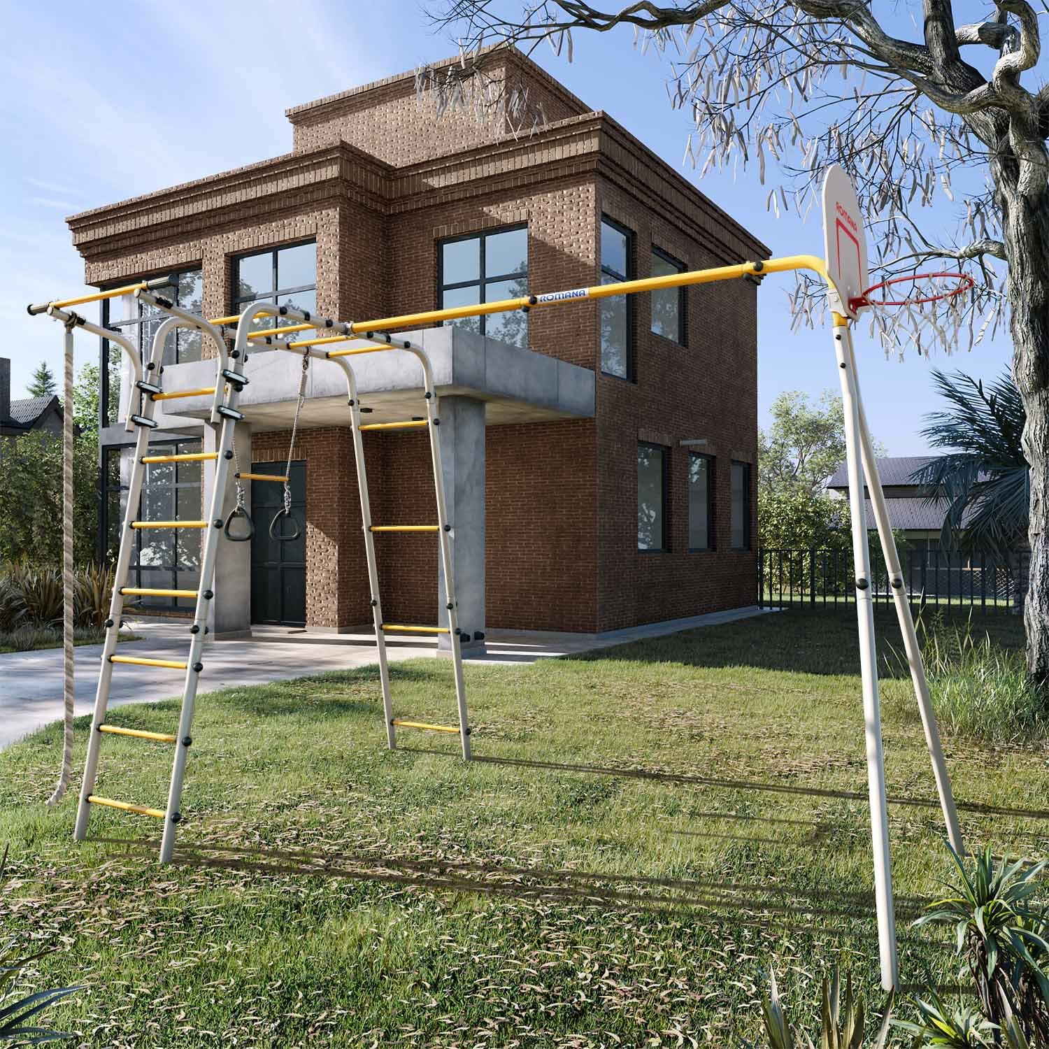 Спортивно-игровой комплекс ROMANA Акробат-2 103.19.05 серый/желтый без качелей