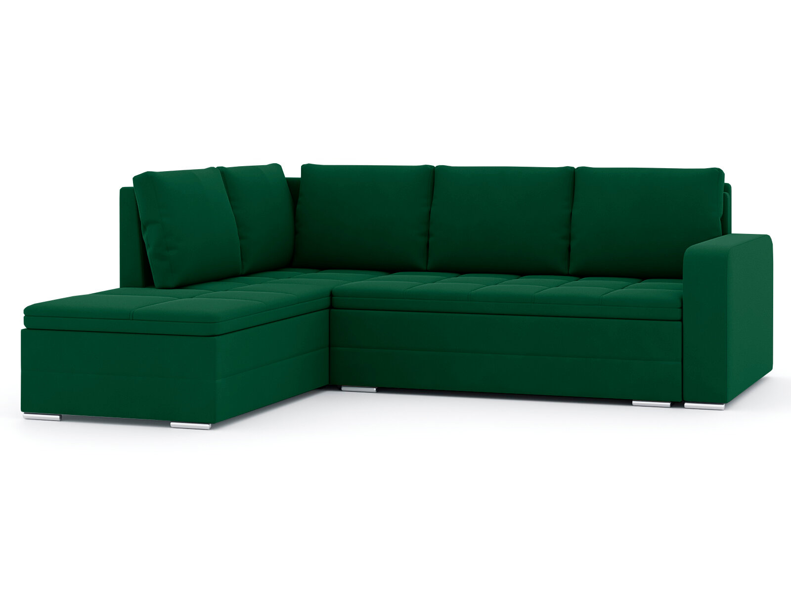 Диван угловой DiHall "Бромен Малахит", велюр, еврокнижка, 3 места