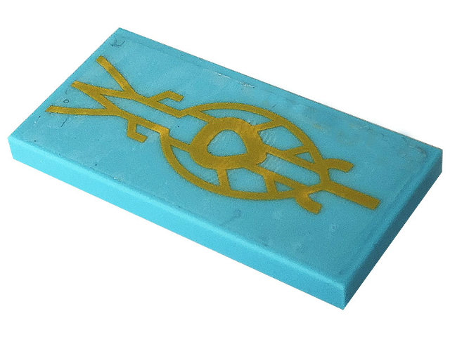 Tile 2 x 4 with Bright Light Orange Lines and Symbols Pattern (Sticker) - Set 41232, 87079pb1095 Medium Azure U