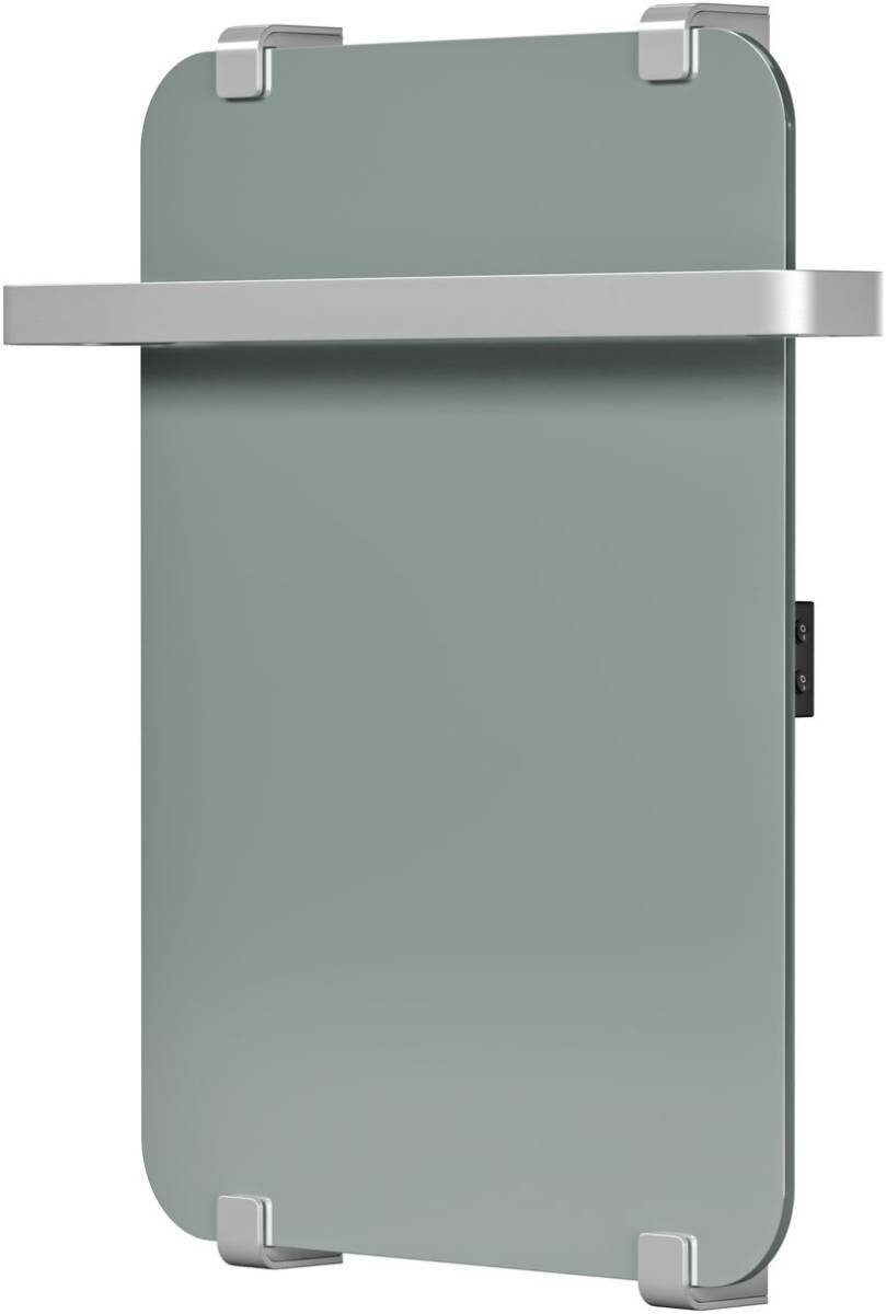 Полотенцесушитель электрический Allen Brau Infinity 60x44 с рейлингом 2.0 и креплением, зеркало, серебро браш