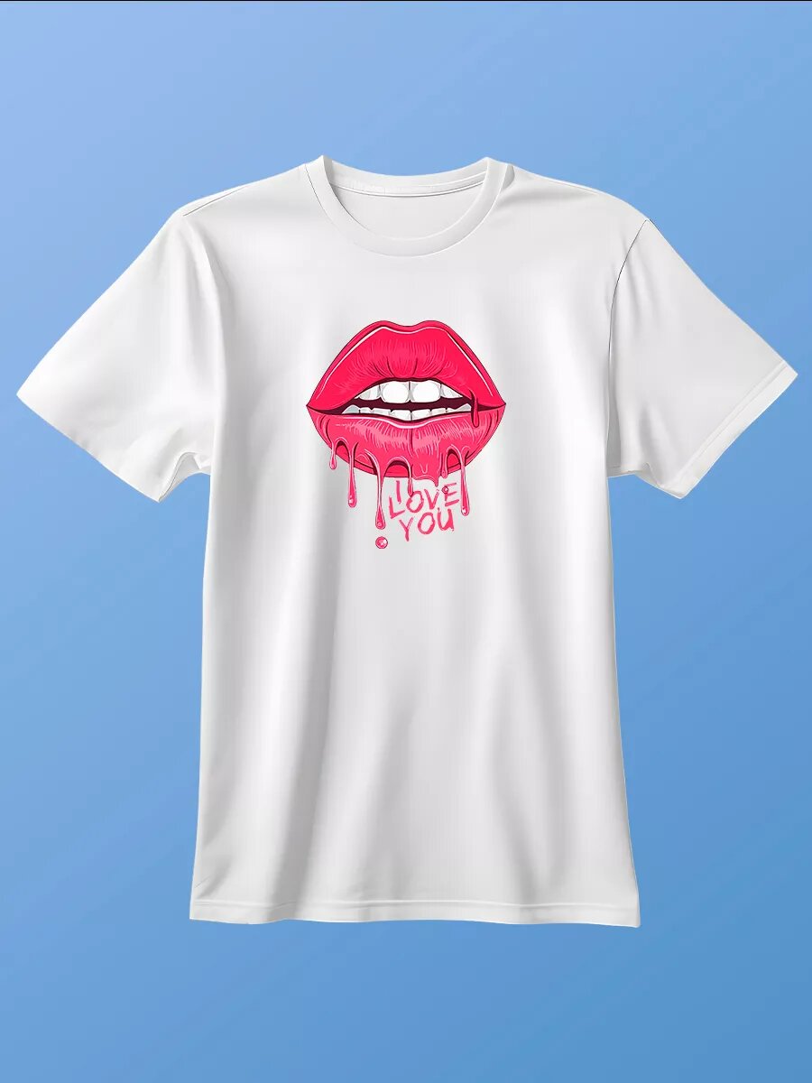 Футболка губы I love you