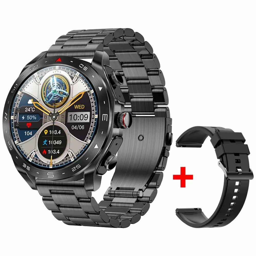 Смарт-часы JITE FitCloud Pro, с наушниками, NFC, пульсом, артериальным давлением, металлический браслет