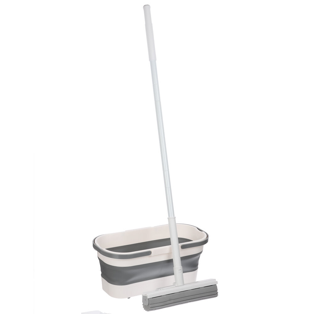 Набор для уборки Vetta "Складное" ведро, швабра с отжимом, губка