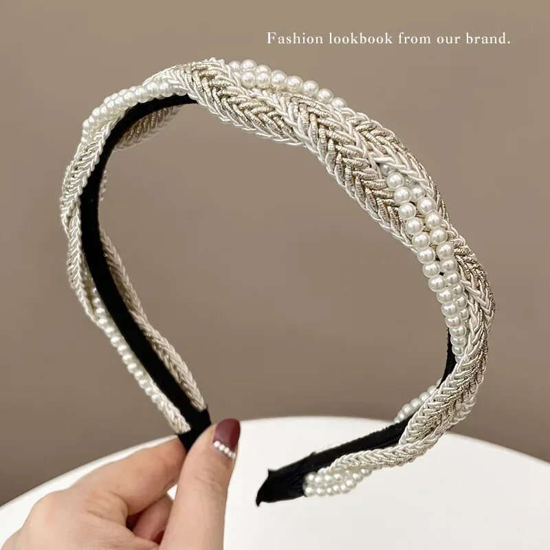 Французский жемчужный ободок khaki