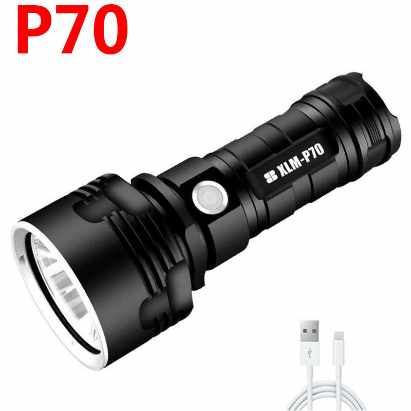 Фонарь LED, 10000 люмен, заряжаемый, тактический, ручной, масштабируемый, 3 режима, водонепроницаемый IPX4, алюминиевый сплав, 5500mAh, 213x92x50mm, для аварий, кемпинга, походов, поиска, охоты, ночной езды, пещер, рыбалки, патруля