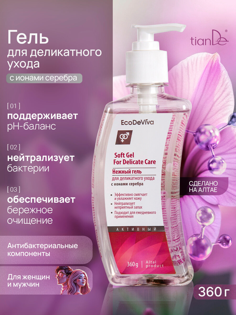 Гель для интимной гигиены с молочной кислотой и серебром TianDe