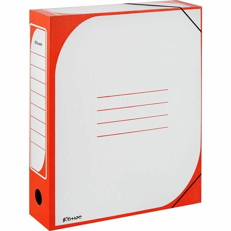 Короб архивный гофрокартон Комус на резинках 262x75x324 мм оранжевый до 770 листов