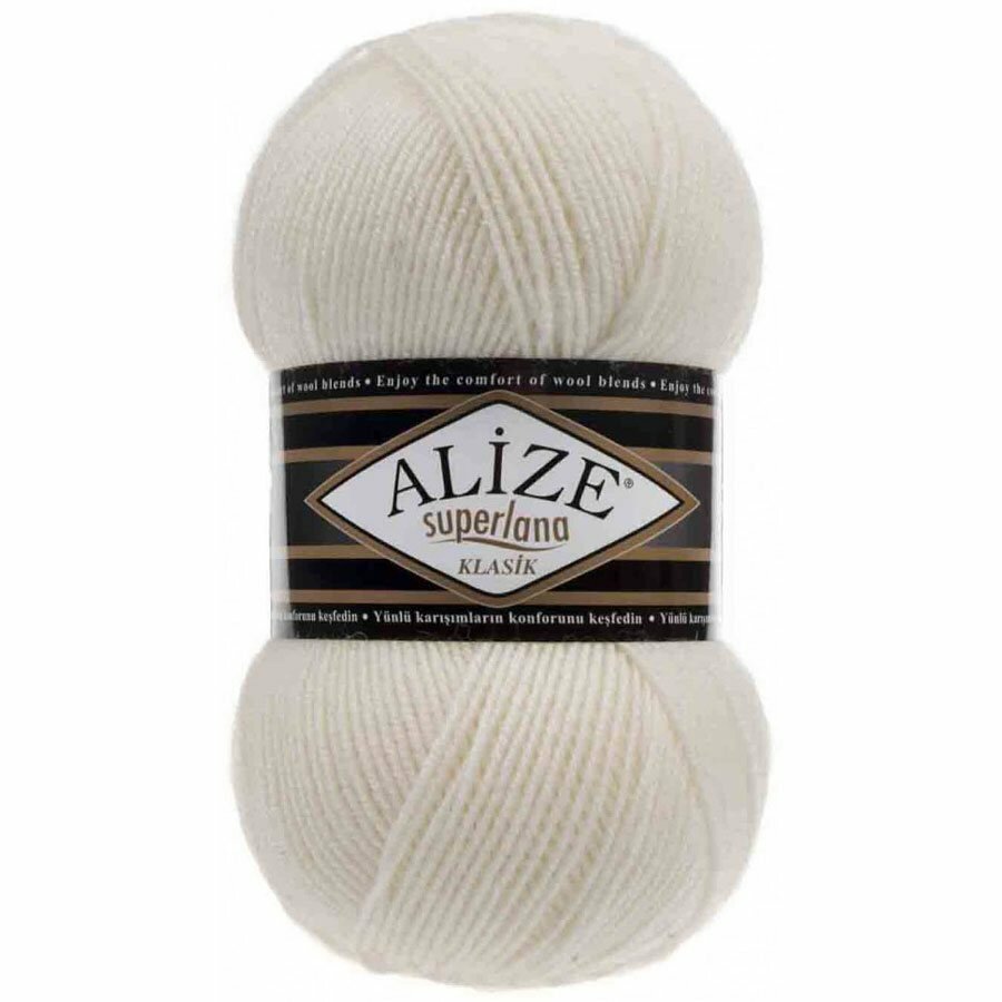 Пряжа Alize SUPERLANA KLASIK 62 молочный (5 мотков)
