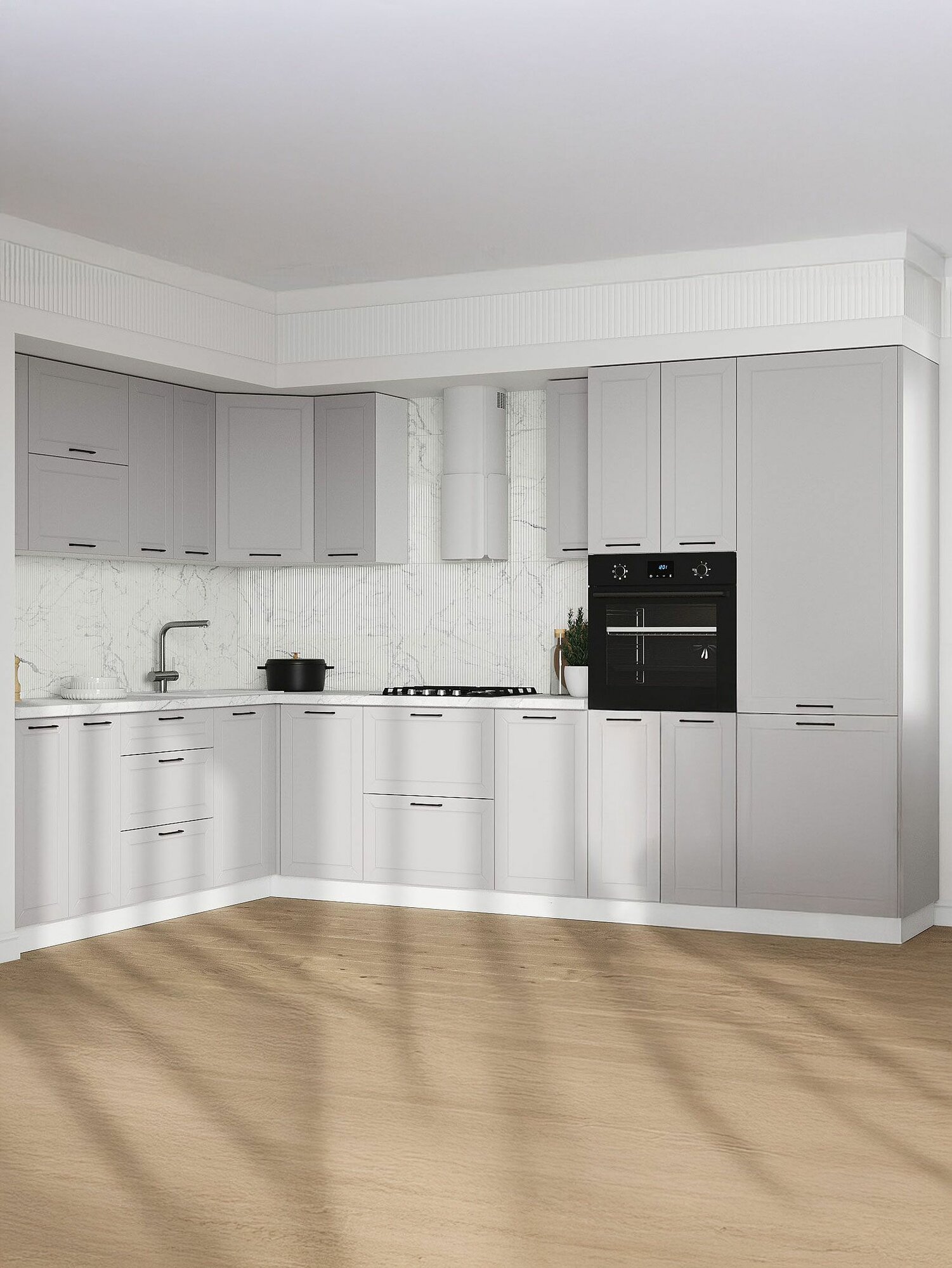 Кухонный гарнитур Сектор 3.2х2.2 м, мебель для дома и кухни, Белый / Нео