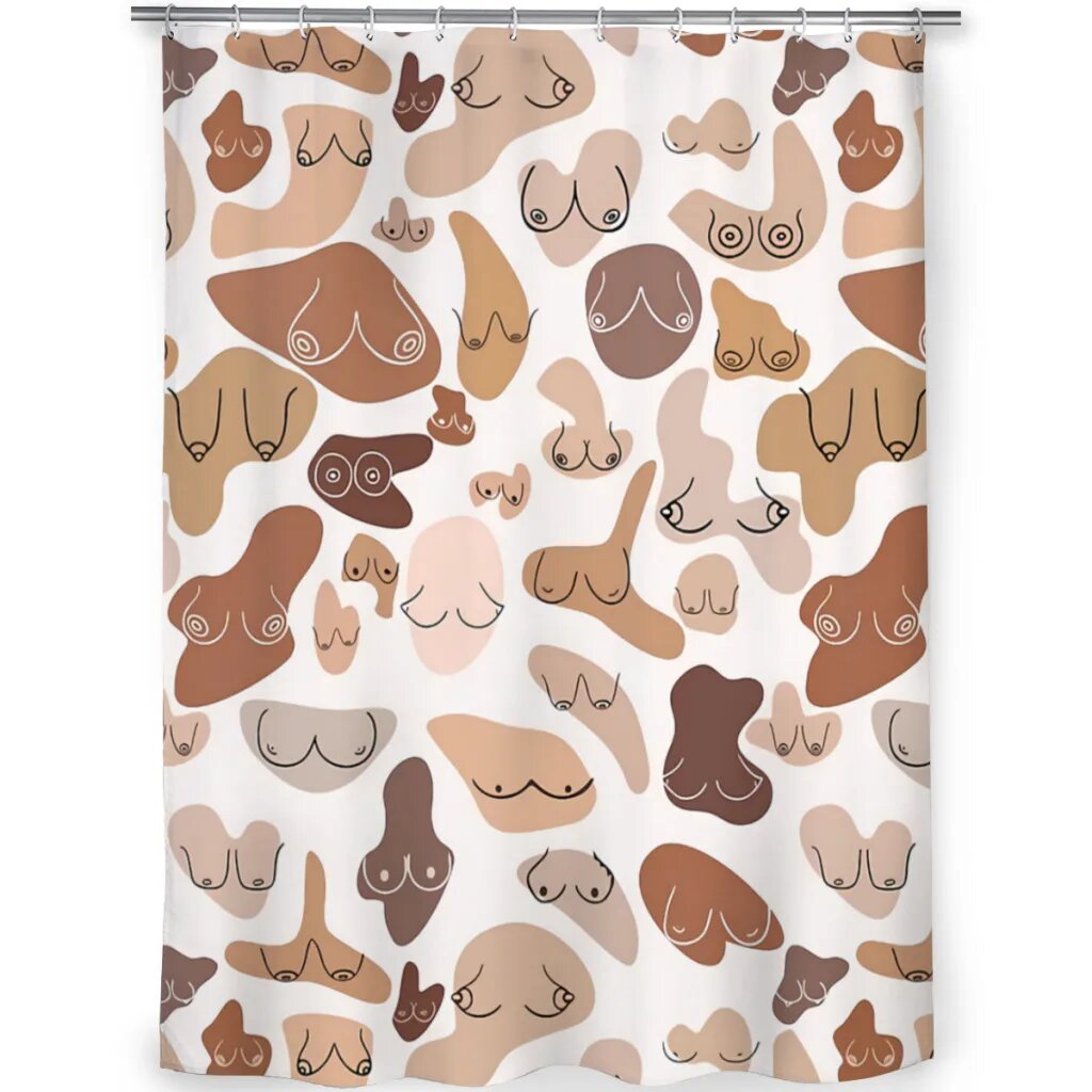 Шторы для душа Boho Boobs из полиэстера, 183x203CM 72x80In, Бежевый