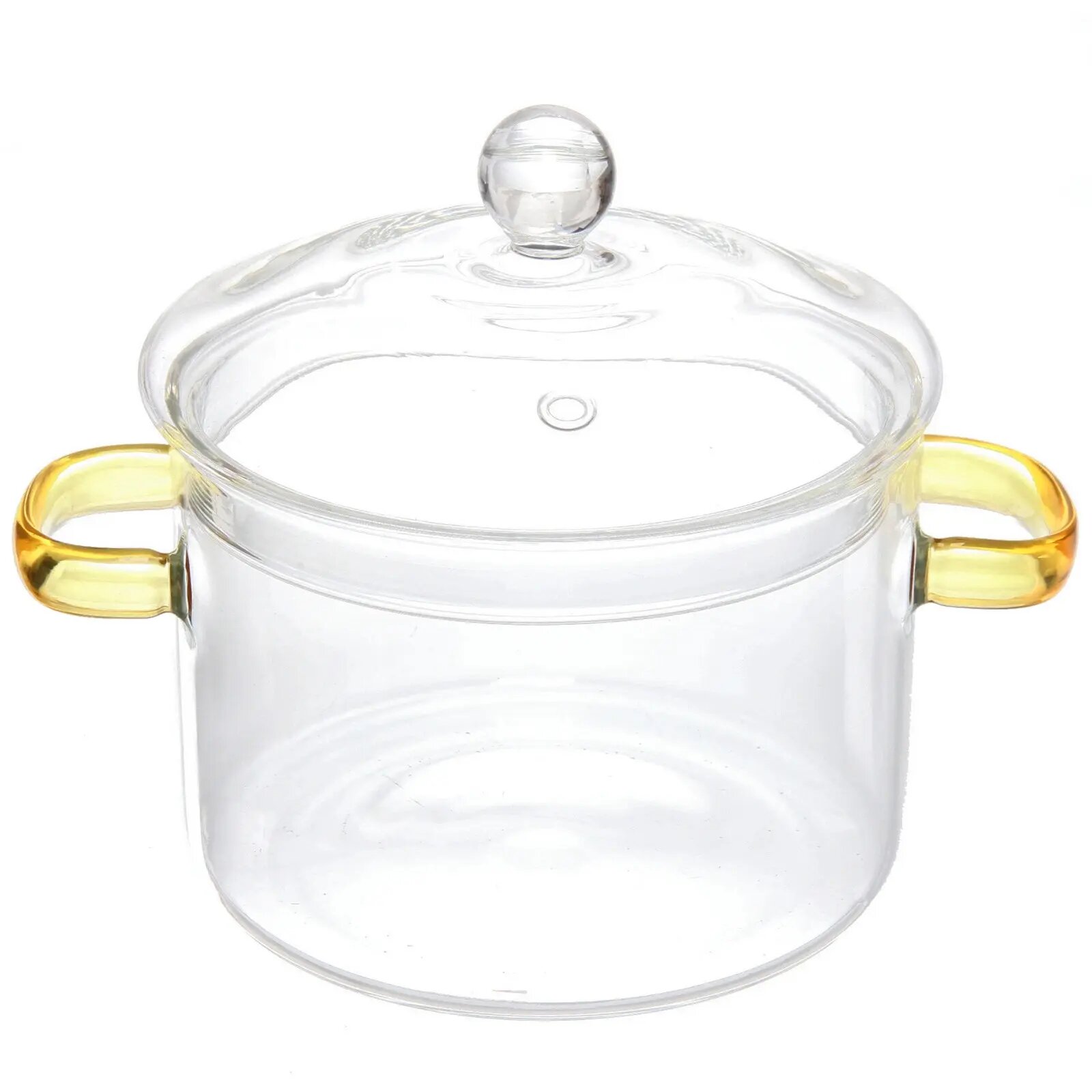 Кастрюля из боросиликатного стекла 1,5л «Хай-Тек», жёлтые ручки, для готовки