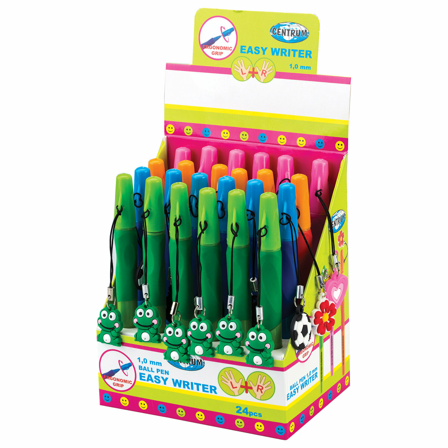 Ручка шариковая эргономика для левшей и правшей, синяя, корпус с подвеской, 0,7 мм, 80228 (упаковка 24 шт.)