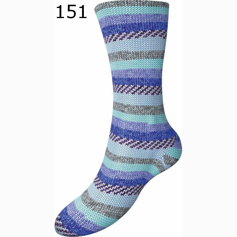 Носочная пряжа Austermann Fortissima Cotton Stretch Weekend 4-fach (151 Luftblau) 1 моток 460 м/100 г