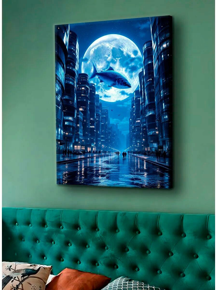 Картина "Летающая рыба", для интерьера 30х40см 1шт.