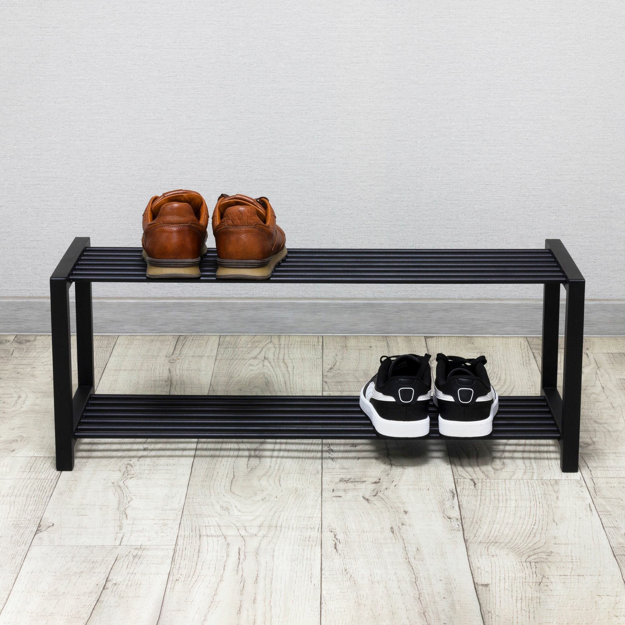 Обувница, этажерка для обуви металлическая цельносварная, 80 см чёрная
