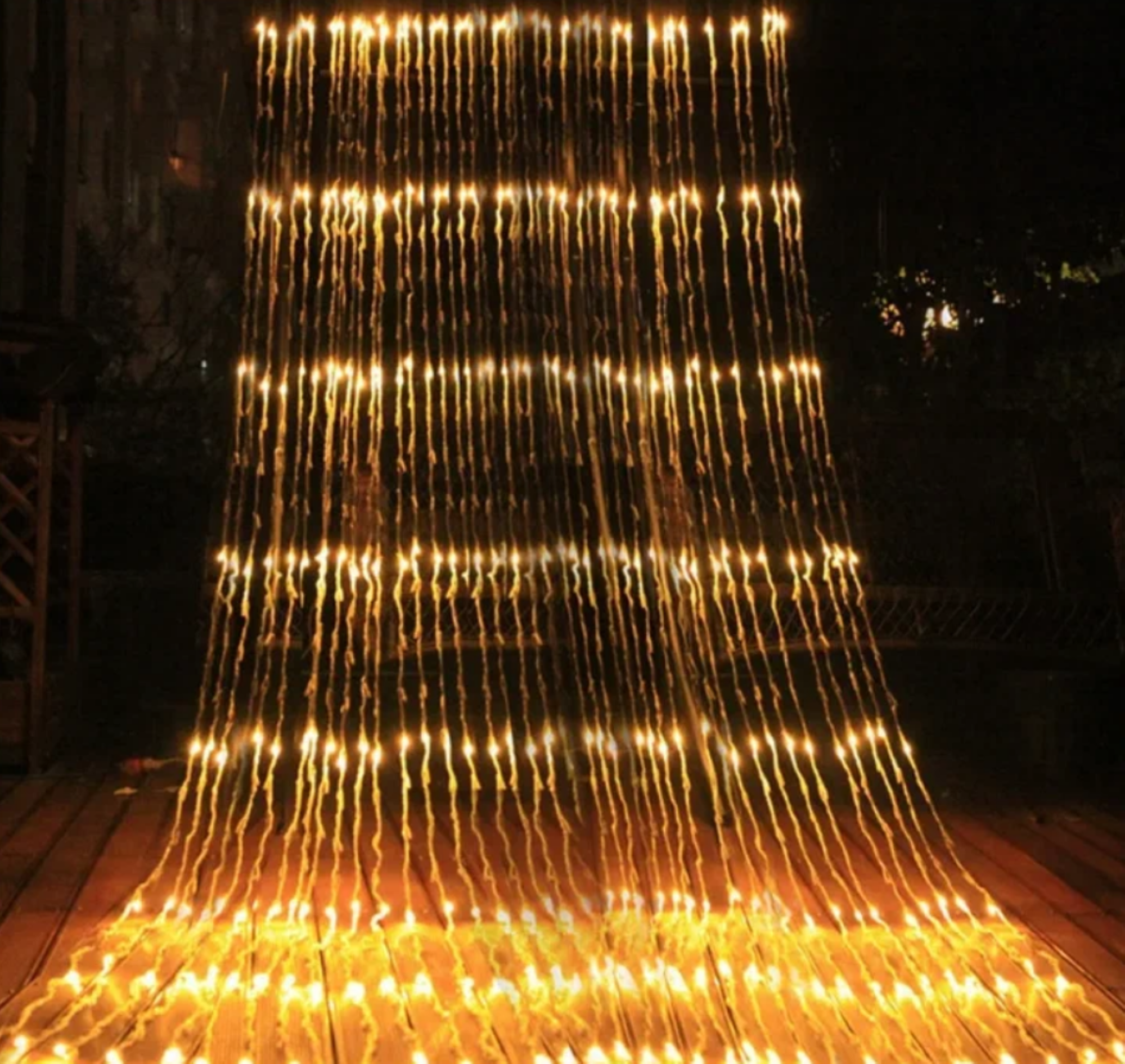 Гирлянда светодиодная - Дождь (занавес) "Водопад", 400 LED, тёплый белый на белом проводе (2.0 м х 2.0 м), соединяемая
