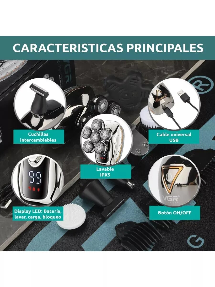 Электробритва "all for family" VGR V394, 6 бреющих элементов, водонепроницаемая, IPX5