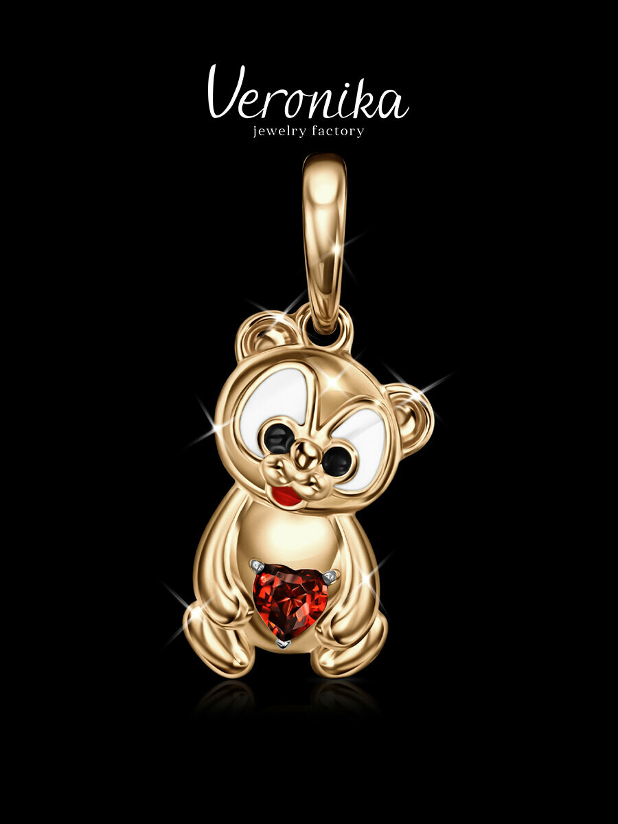 Подвеска Veronika, серебро, 925 проба, золочение, фианит, эмаль