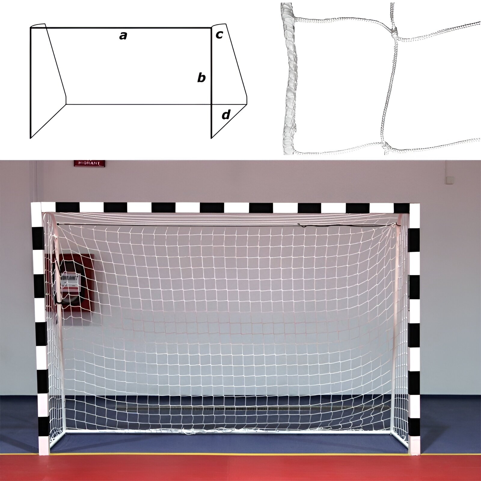 Сетка гандбольная/футзальная Fs-g-№12 (дл. 3,00 м, выс. 2,00 м, глуб. верх. 0,80 м, глуб. нижн. 1,00 м)