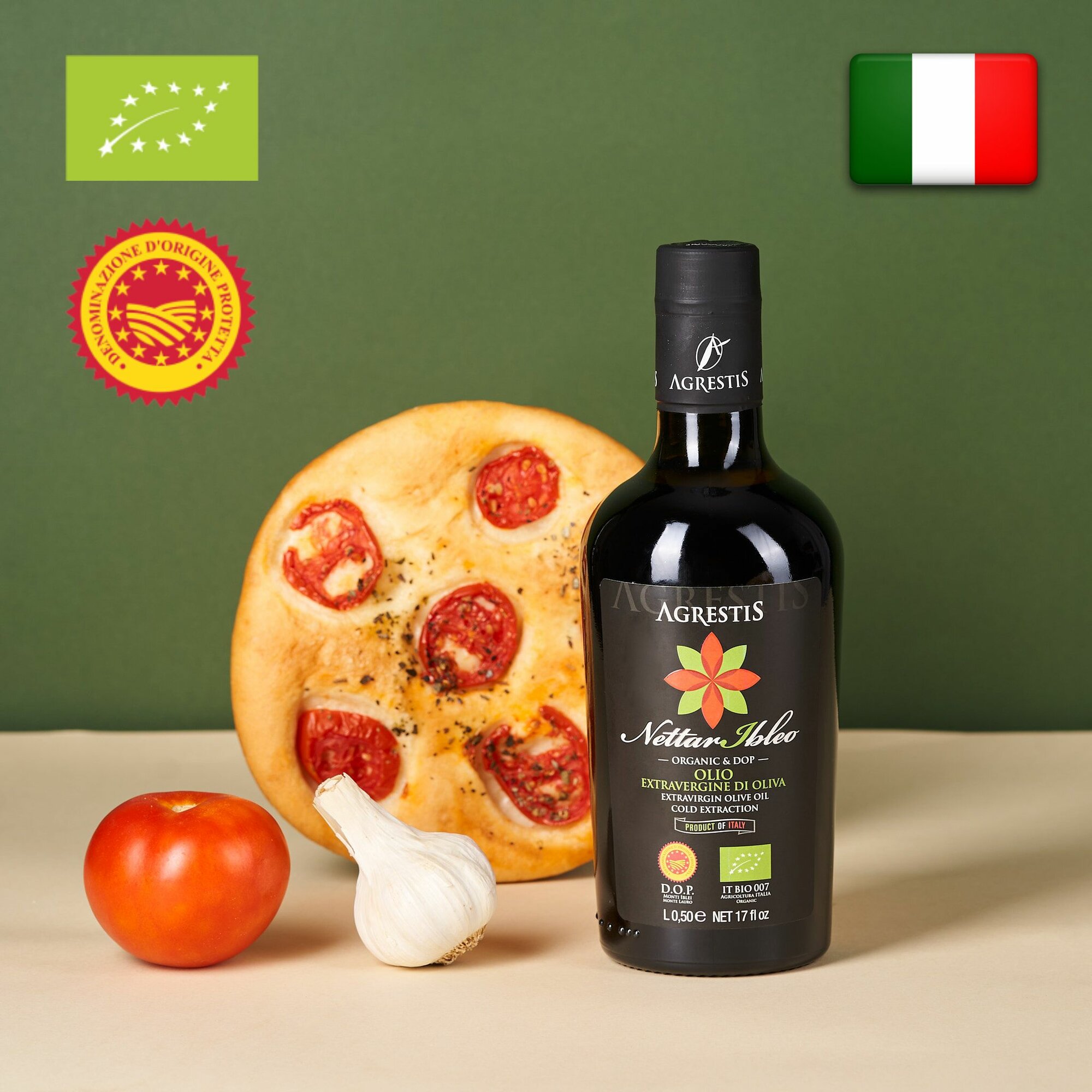 Премиальное оливковое масло Olio Extra Vergine NettarIbleo BIO & DOP. Кислотность 0,21. Полифенолы 393 мг/кг. 0,5л.