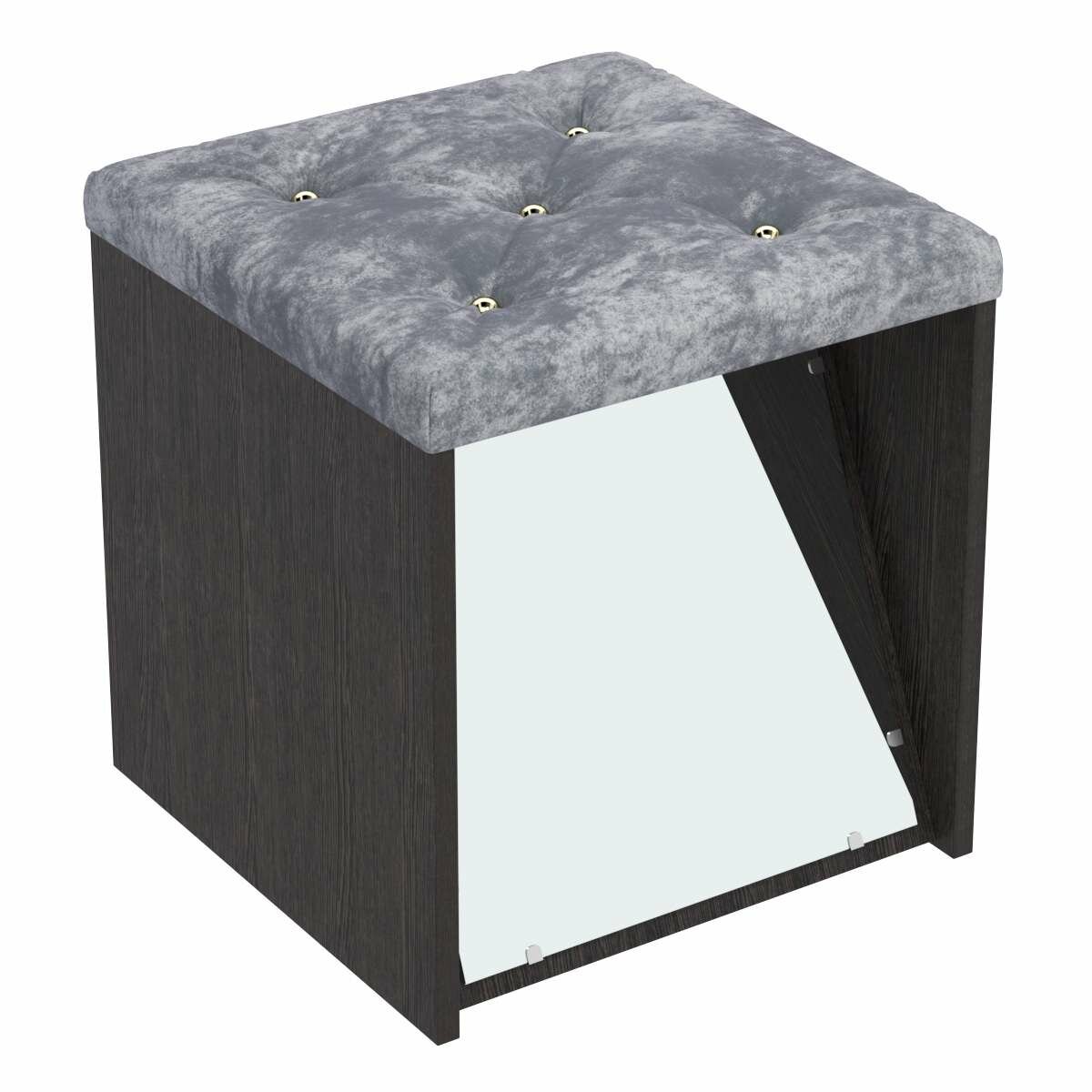 Пуфик с зеркалами велюр серый перламутр №1 (карета - золото), Дуб Венге. Производитель товара - компания ТОБ.