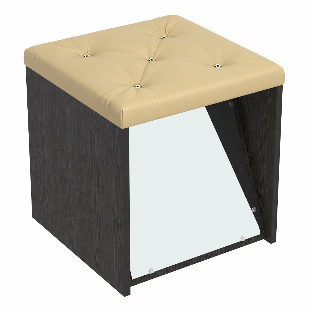 Пуфик с зеркалами экокожа золото №1 (карета - золото), Дуб Венге. Производитель товара - компания ТОБ.