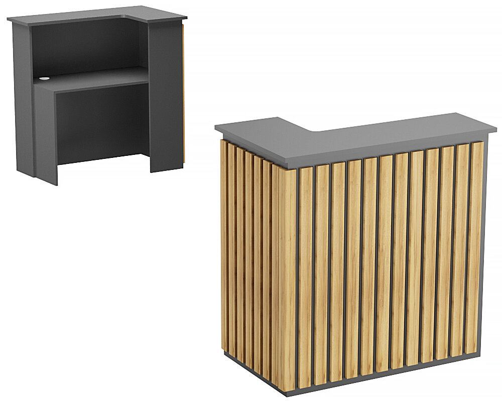 Стойка Ресепшн граунд №3Б (левосторонняя), Дуб Золотистый и Темно-Серый