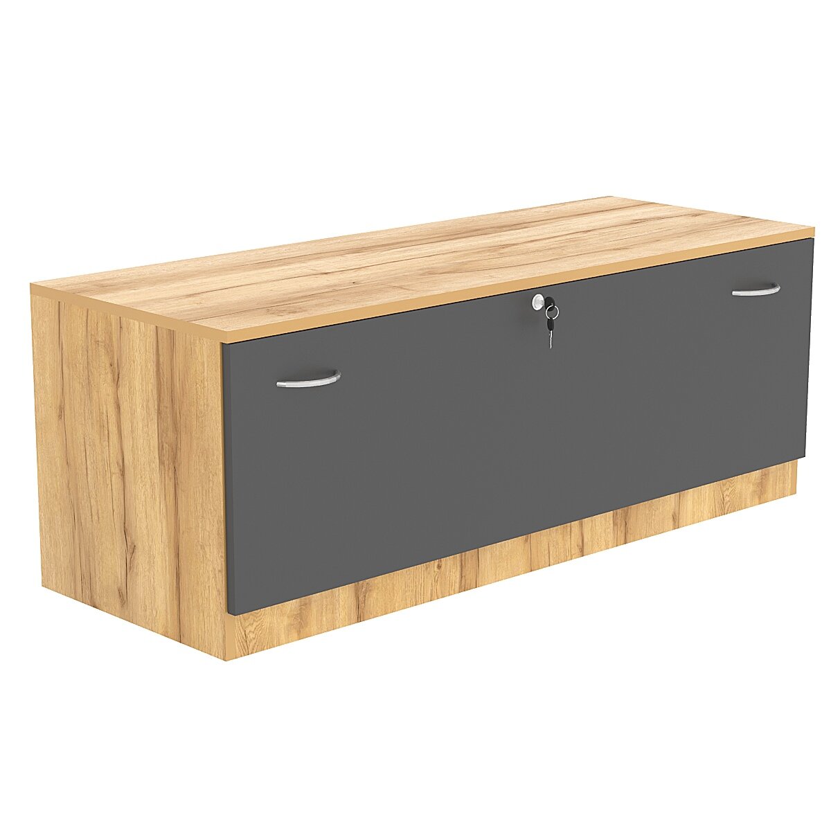 Тумба T-11 1200мм (H-450мм c одним выдвижным ящиком), Дуб Золотистый и Темно-Серый