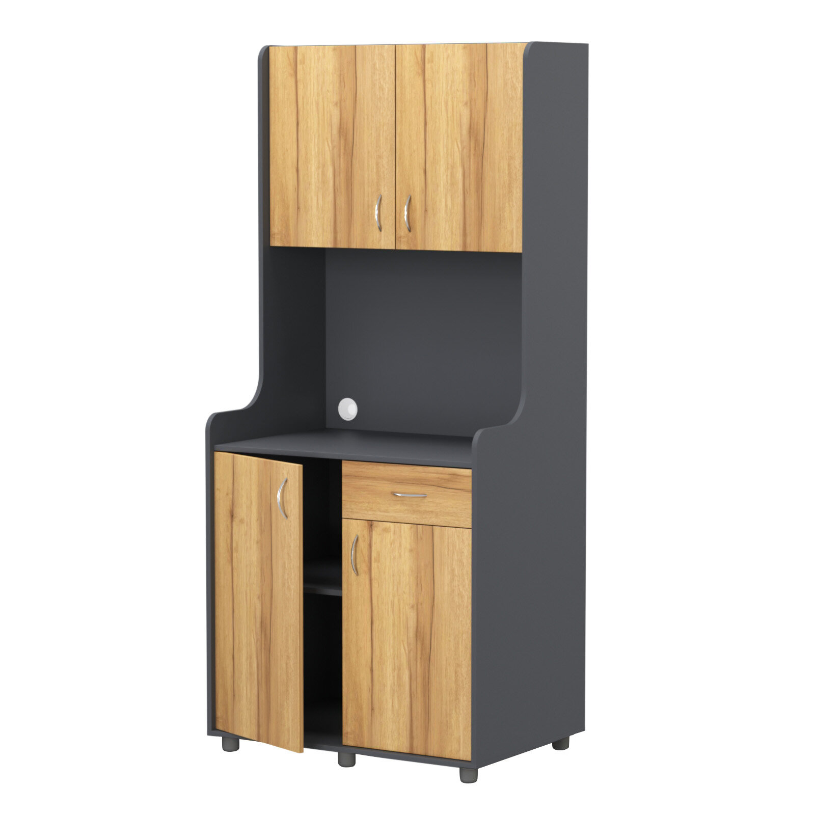 Офисная мини-кухня элегия №1, Темно-Серый + Дуб Золотистый