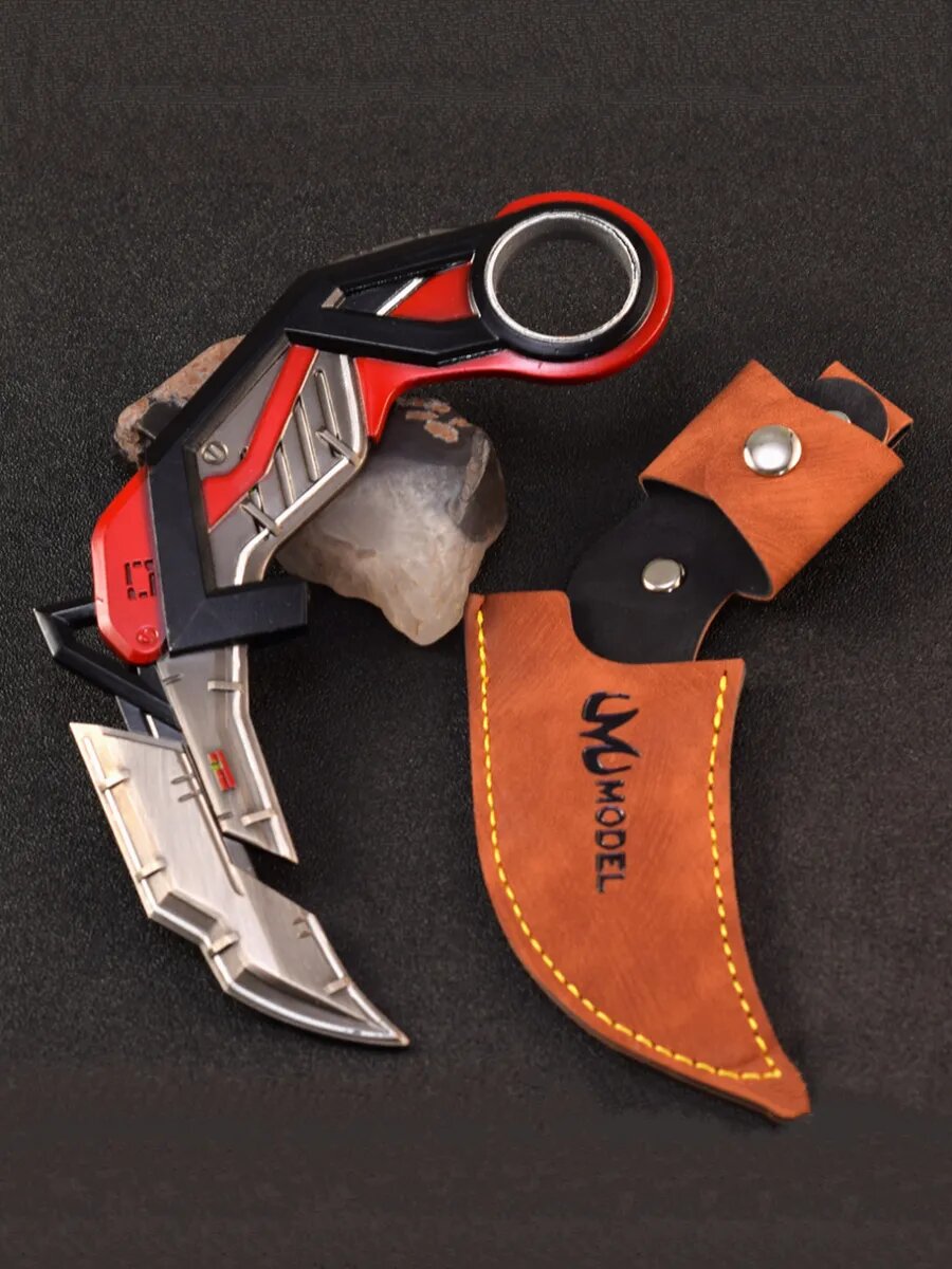 Нож керамбит RGX "Коготь", не острый, металл, тренировочный, фиксированный, 17см, с чехлом, красный