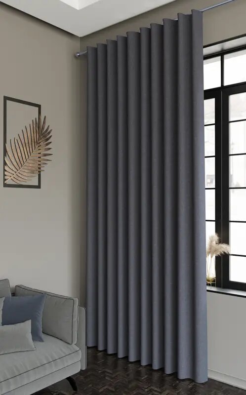 Штора на ленте со скрытыми петлями Kreaforta Looks 200x260 см цвет серый